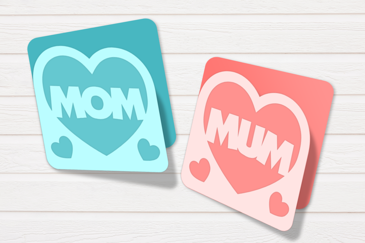 Mom and Mum Heart Layered Papercut Card SVG Cutting Template – Designed ...