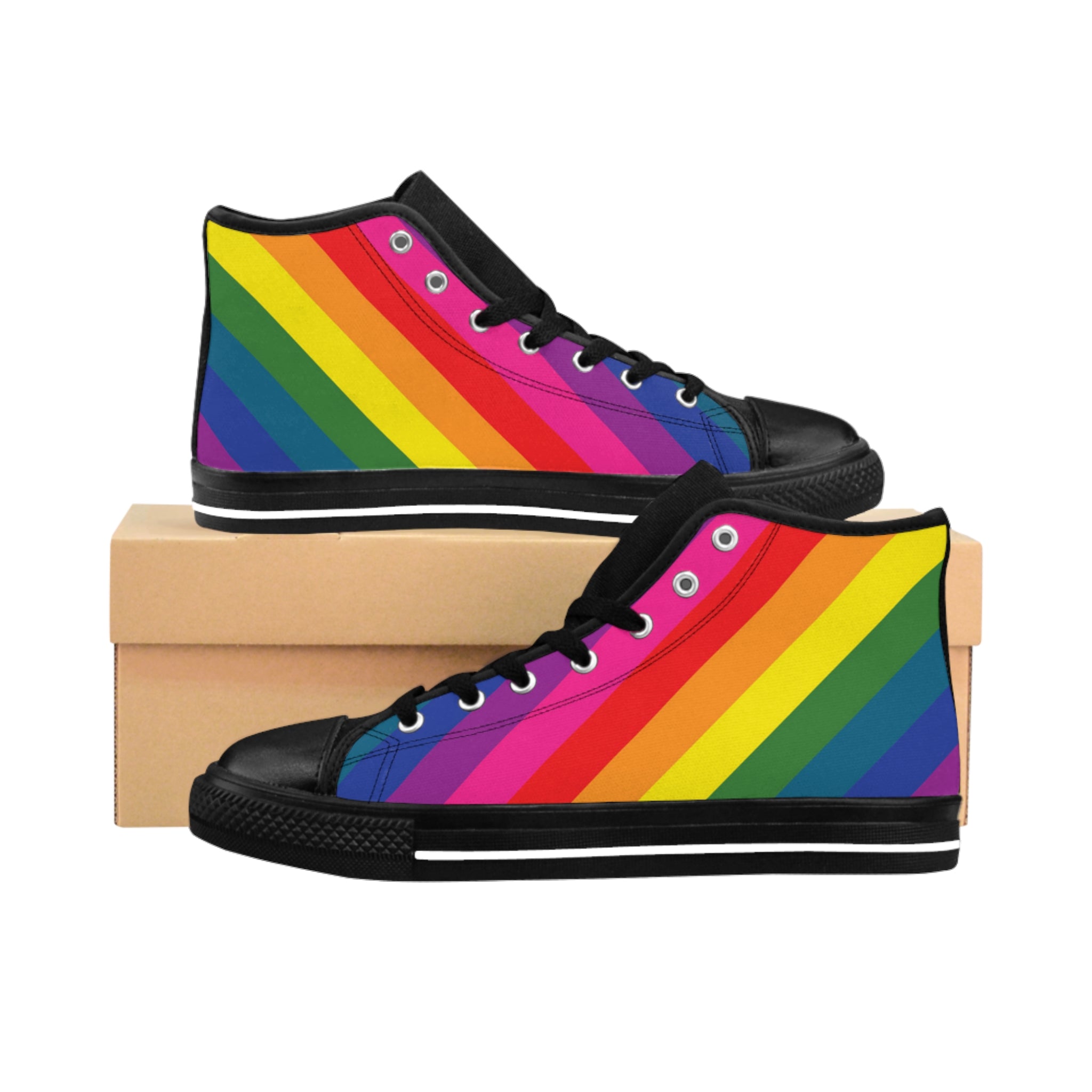 Rainbow Stripe High-Tops Through LARGE Sizes – Designed by Geeks