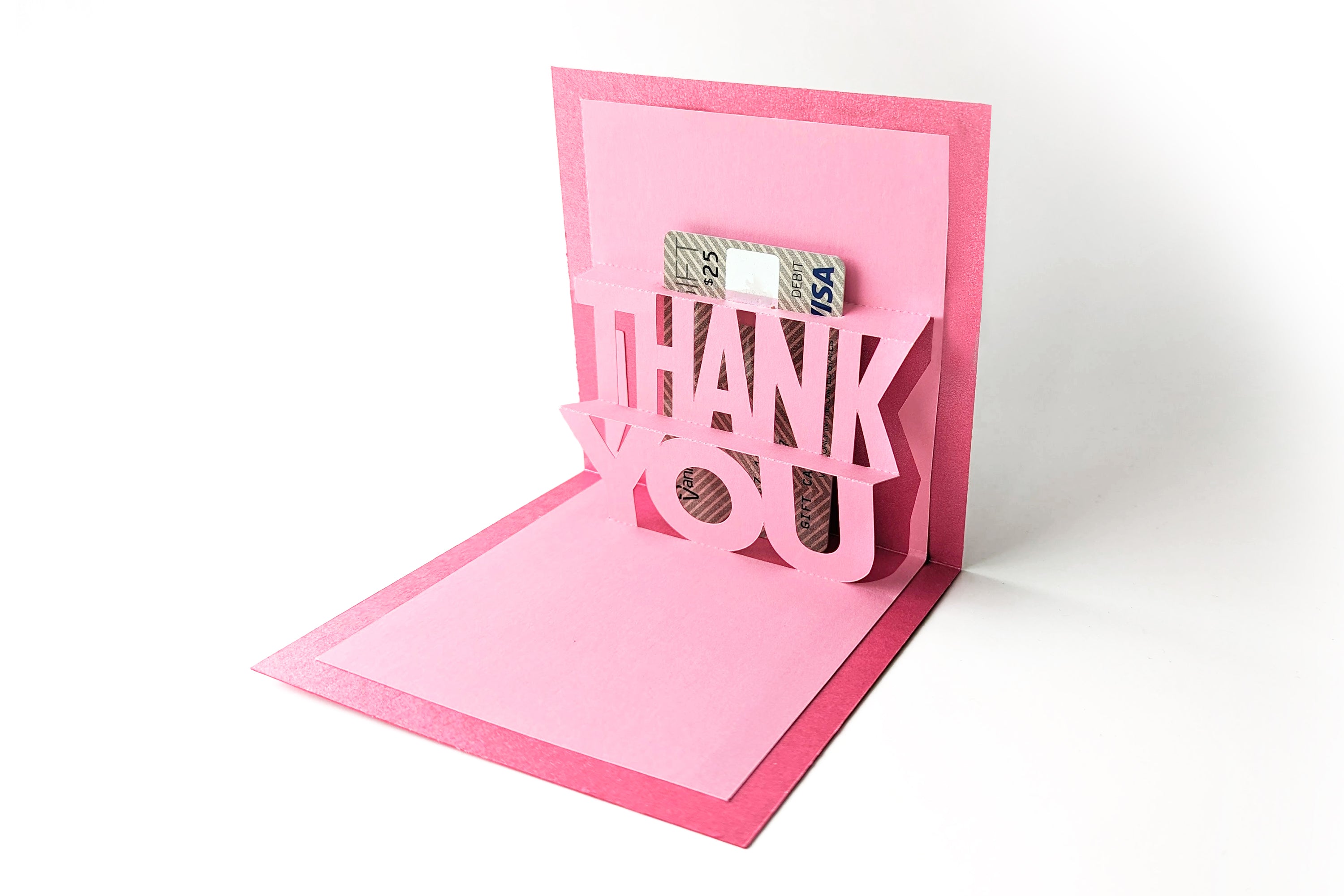 Thank You Kirigami Word Pop Up Card SVG File with Optional Gift Card H ...