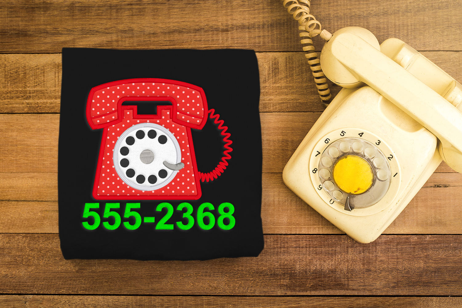 Rotary Phone with Number Applique Embroidery File – Designed by Geeks