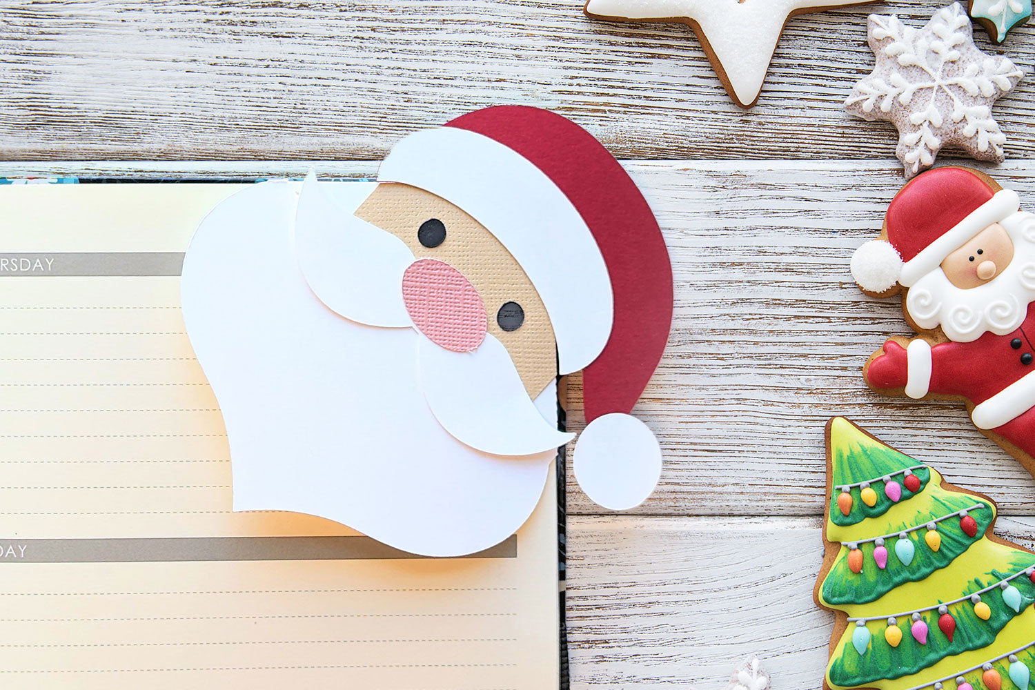 Santa Claus Face Papercut Corner Bookmark SVG File – Designed by Geeks
