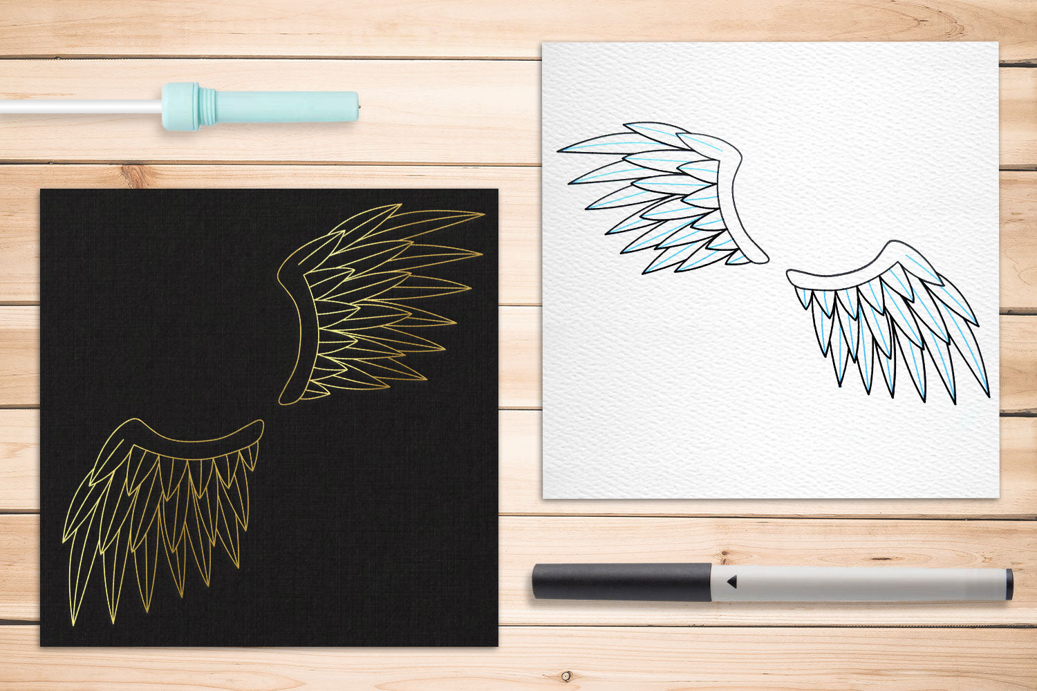 Angel or Demon Wings SKETCH Single Line SVG File – Designed by Geeks