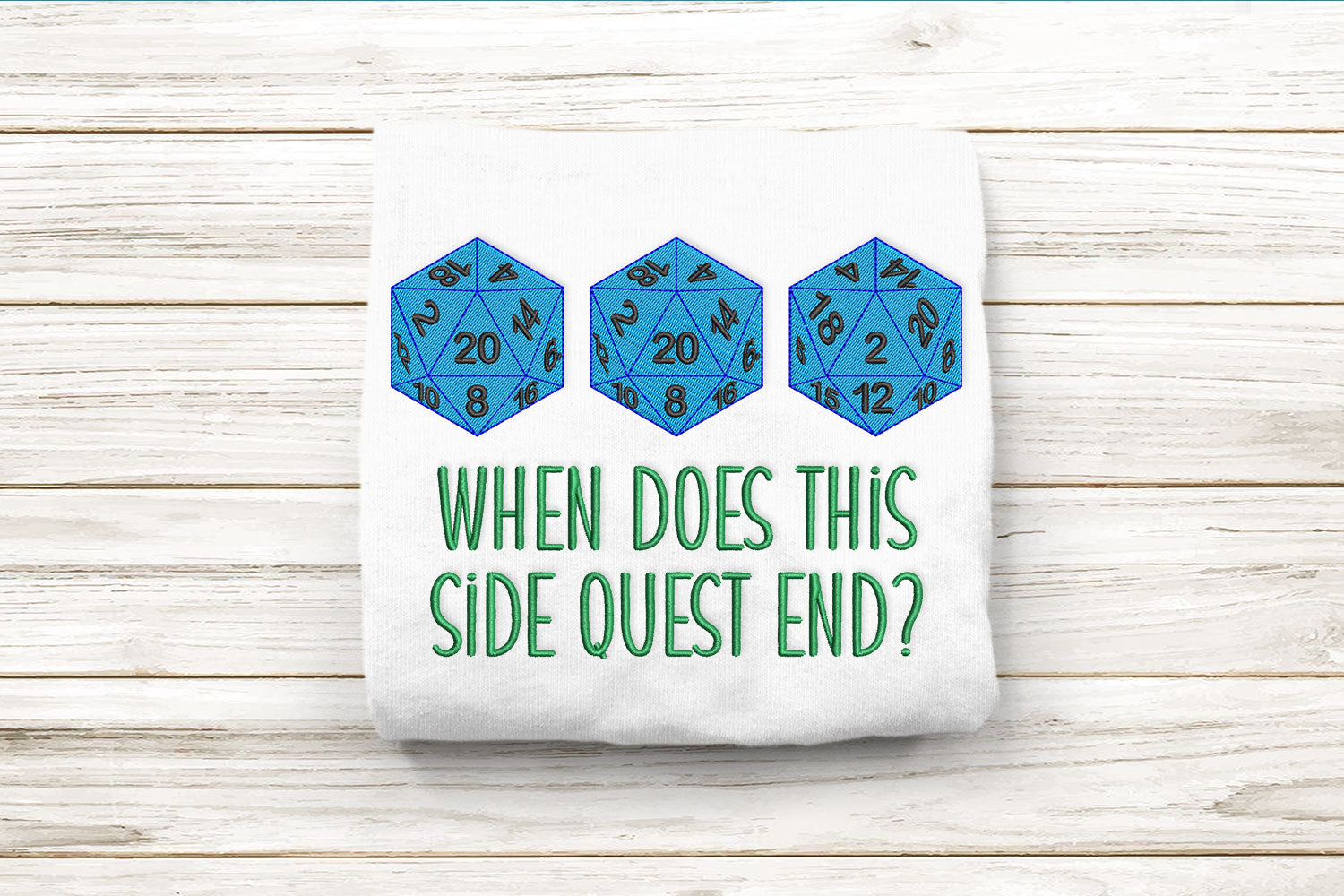 D20 Side Quest 2022 Embroidery Design – Designed by Geeks
