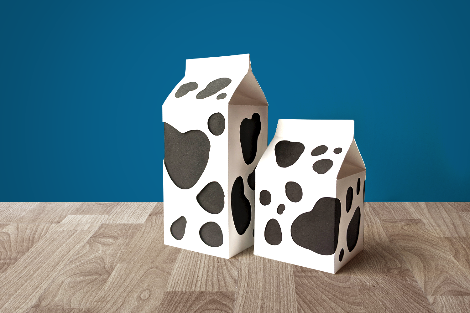 Milk Carton Boxes with Cow Spots Cutout SVG File Cutting Template ...
