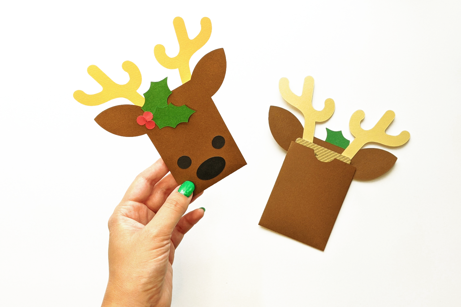 Reindeer Face Gift Card Holder SVG File Cutting Template – Designed by ...