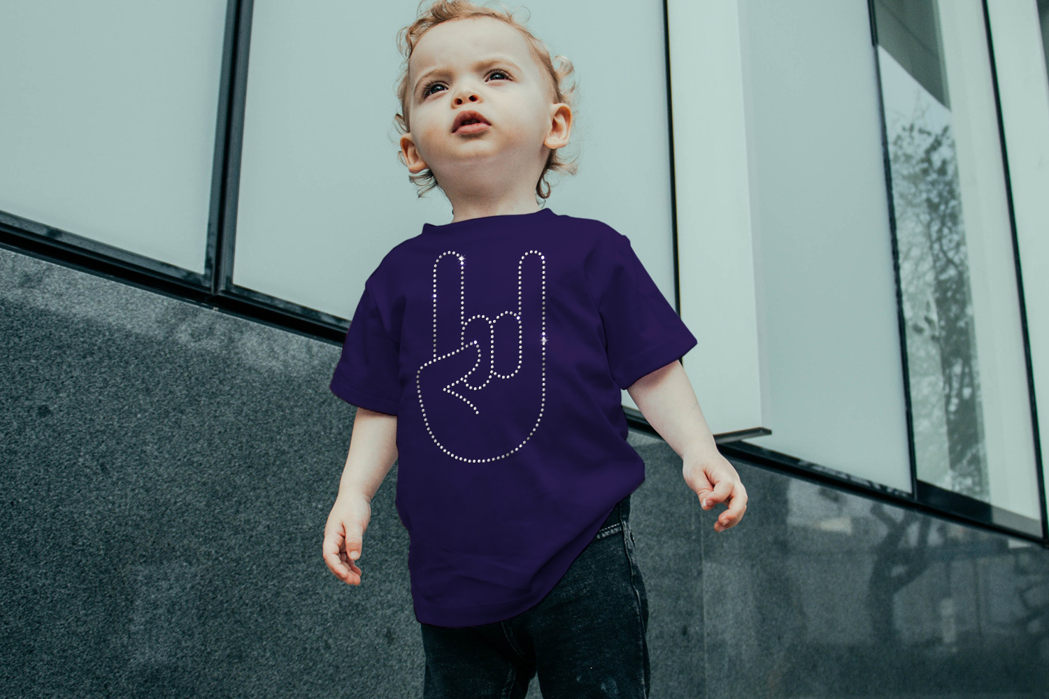 Rhinestone Rock On Hand Gesture SVG File Template – Designed by Geeks