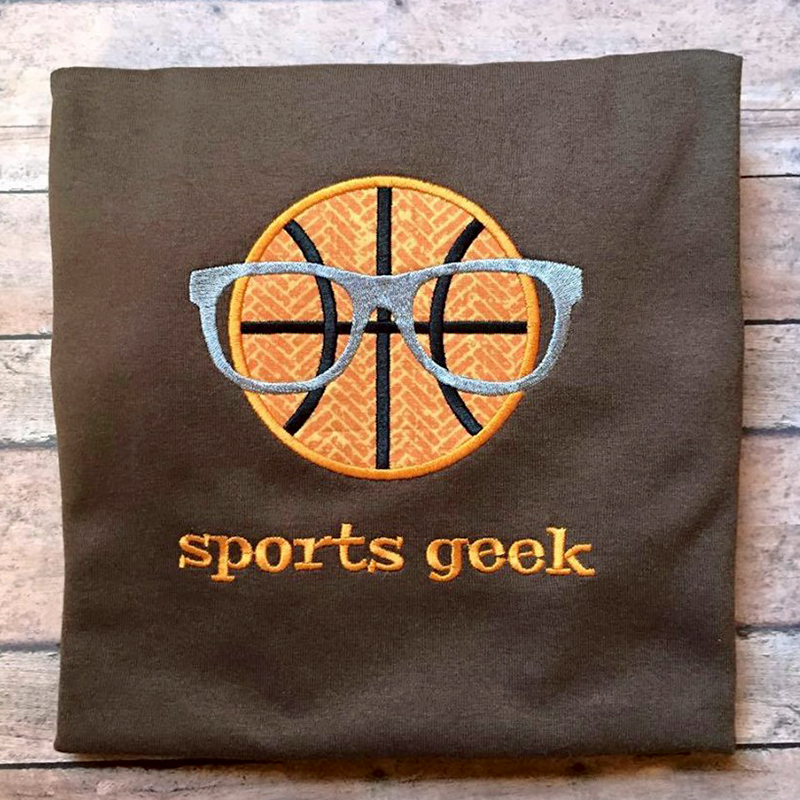 Basketball Geek Applique Embroidery Design – Designed by Geeks